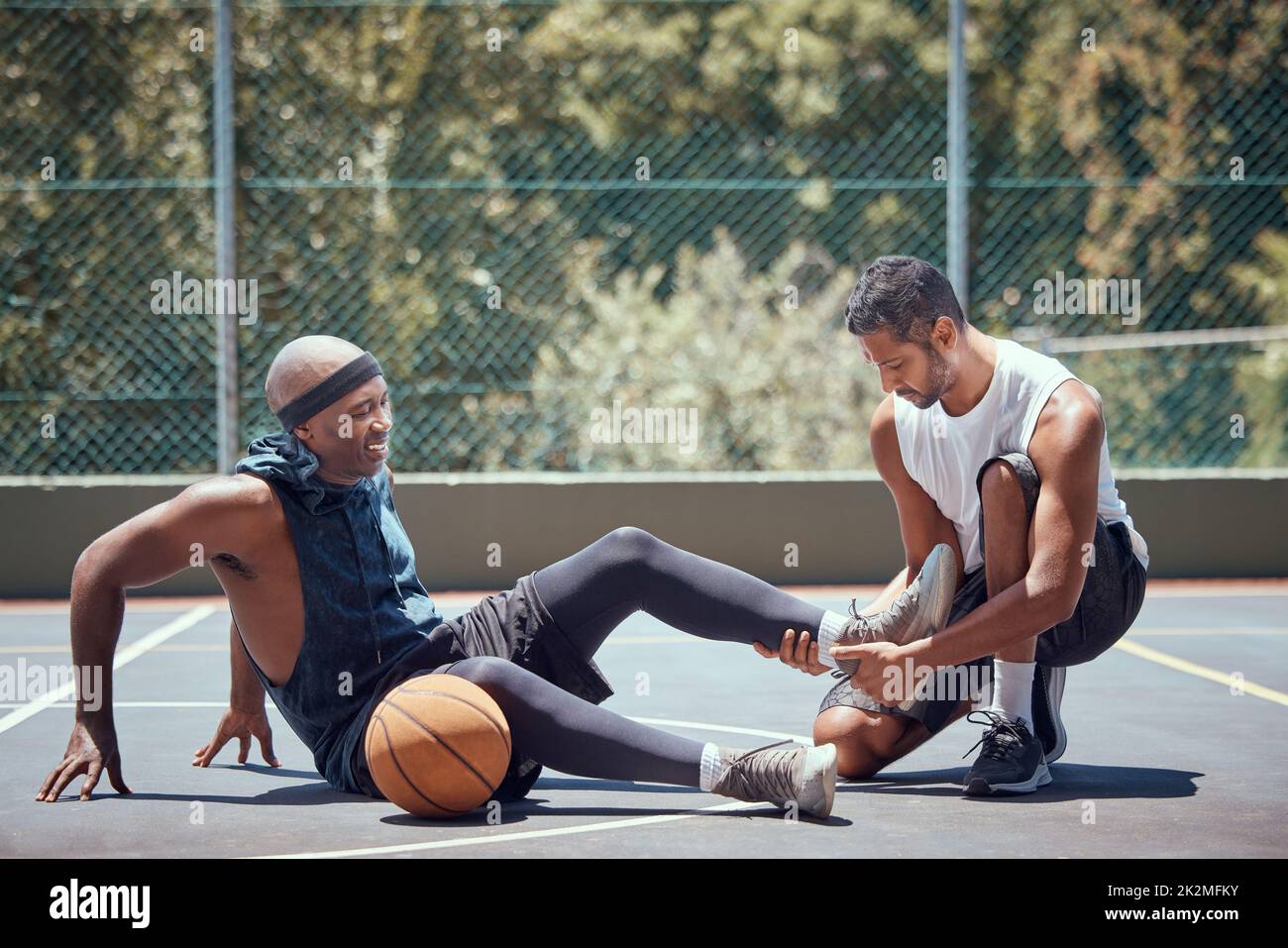 Injury, physiotherapist and basketball player with help support during ...