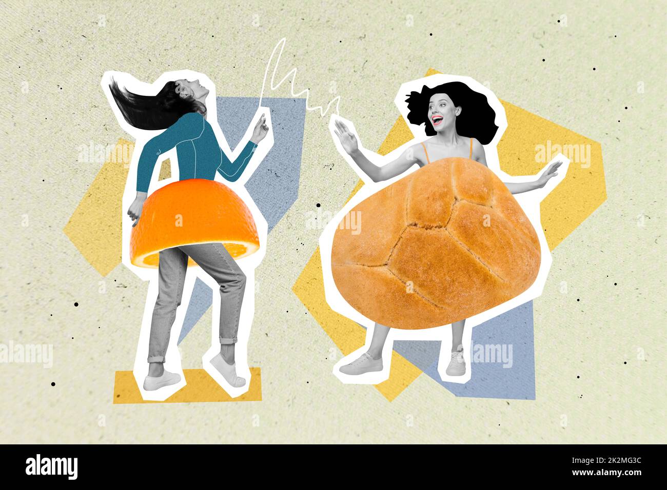 Collage artwork graphics picture of two ladies having fun together ...