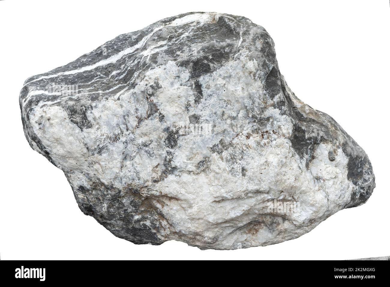 Large grey rock boulder cut out and isolated on a white background ...
