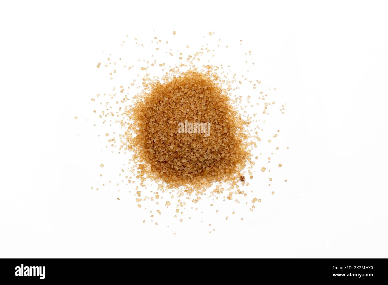 pile of cane sugar isolated on white background, heap of unrefined ...