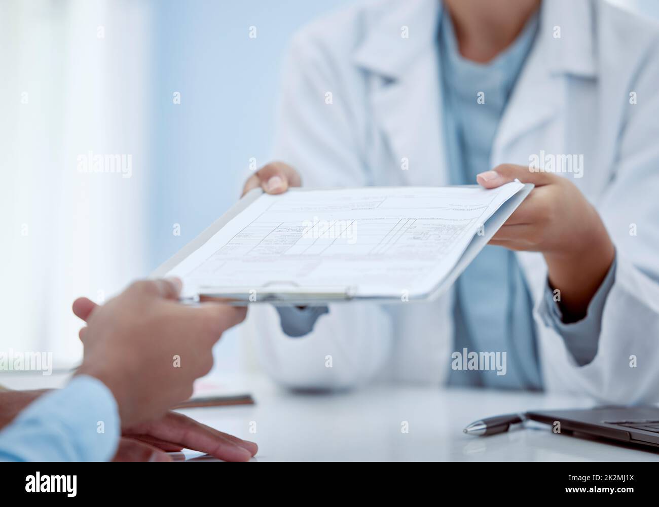 Doctor, healthcare insurance and patient form for health information ...