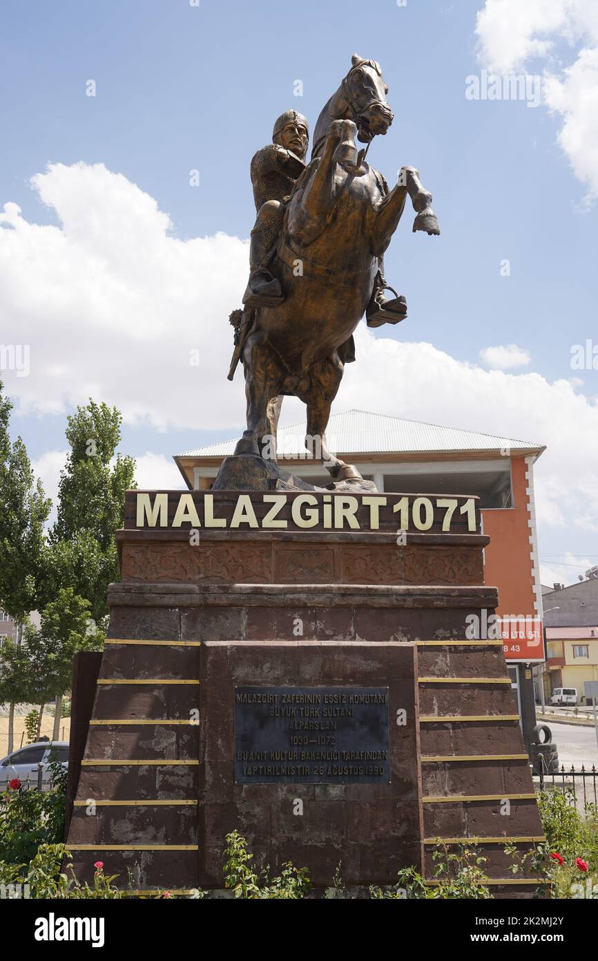 Statue of turkish hero on horse, Alp Arslan (honorific in Turkic ...