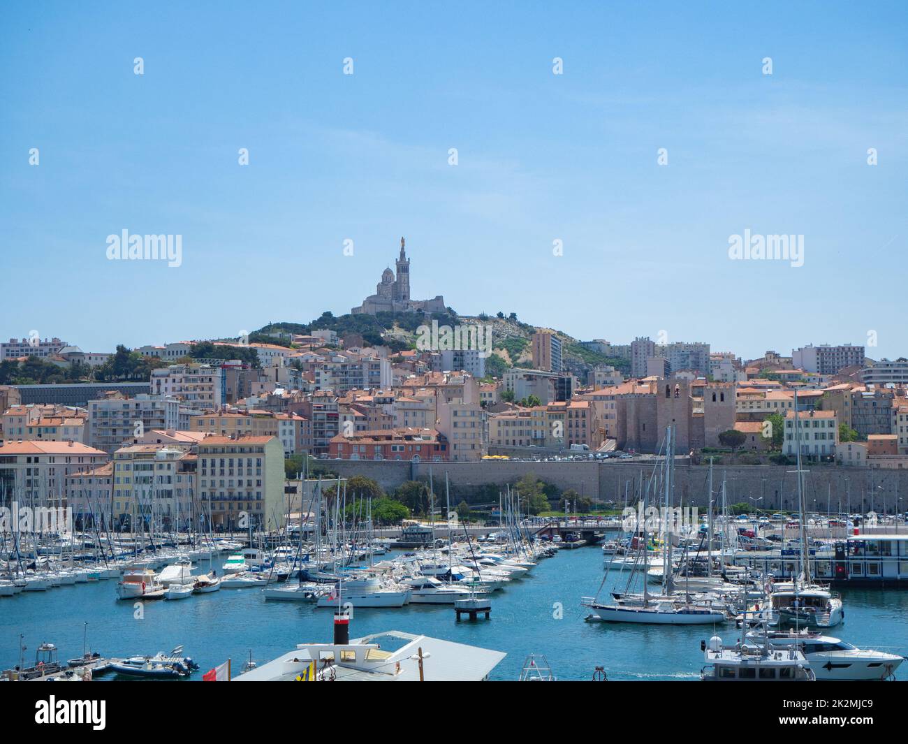 Marseille, France - May 15th 2022: View over the historic harbour ...