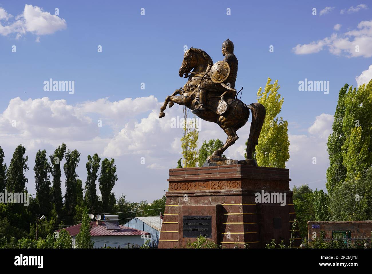 Statue of turkish hero on horse, Alp Arslan (honorific in Turkic ...