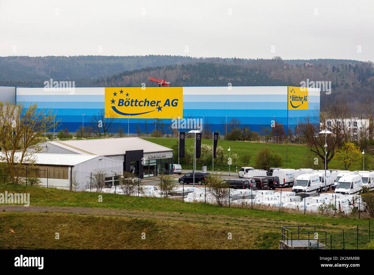 Office market Böttcher AG, logistics hall in Jena Neulobeda Stock Photo - Alamy