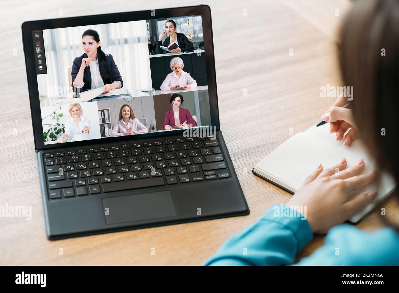 Group video call. Webinar class. Online learning teleconference ...