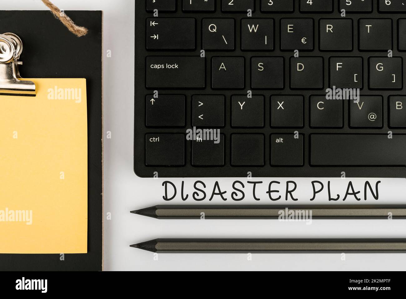 Text showing inspiration Disaster Plan. Concept meaning Respond to ... Text showing inspiration Disaster Plan. Concept meaning Respond to ...