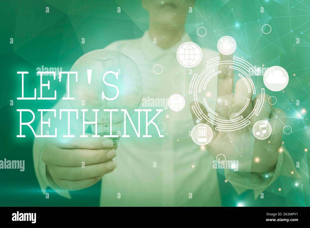 Writing displaying text Let S Rethink. Business approach an ...