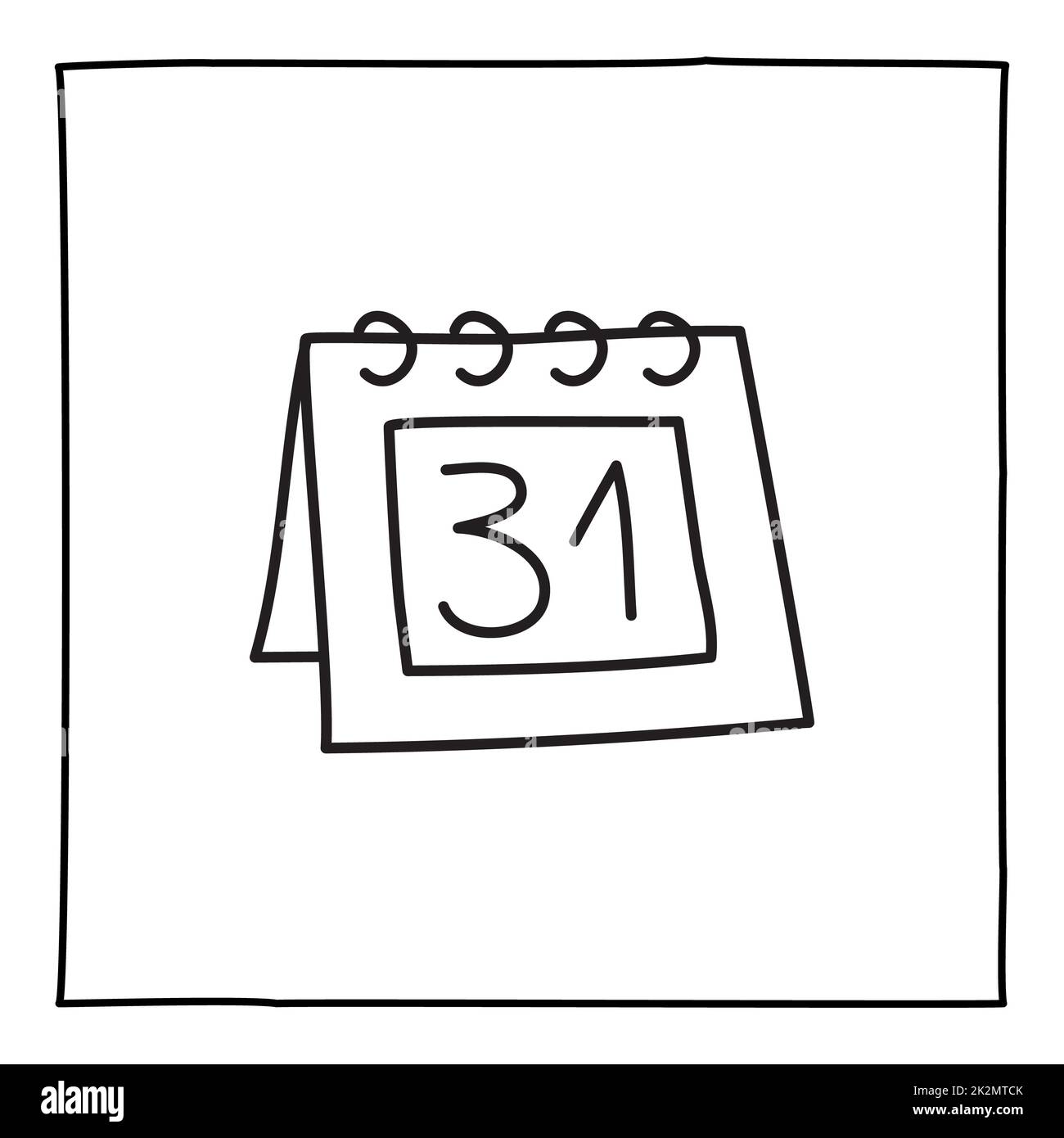 Doodle calendar end month icon or logo, hand drawn with thin black line ...