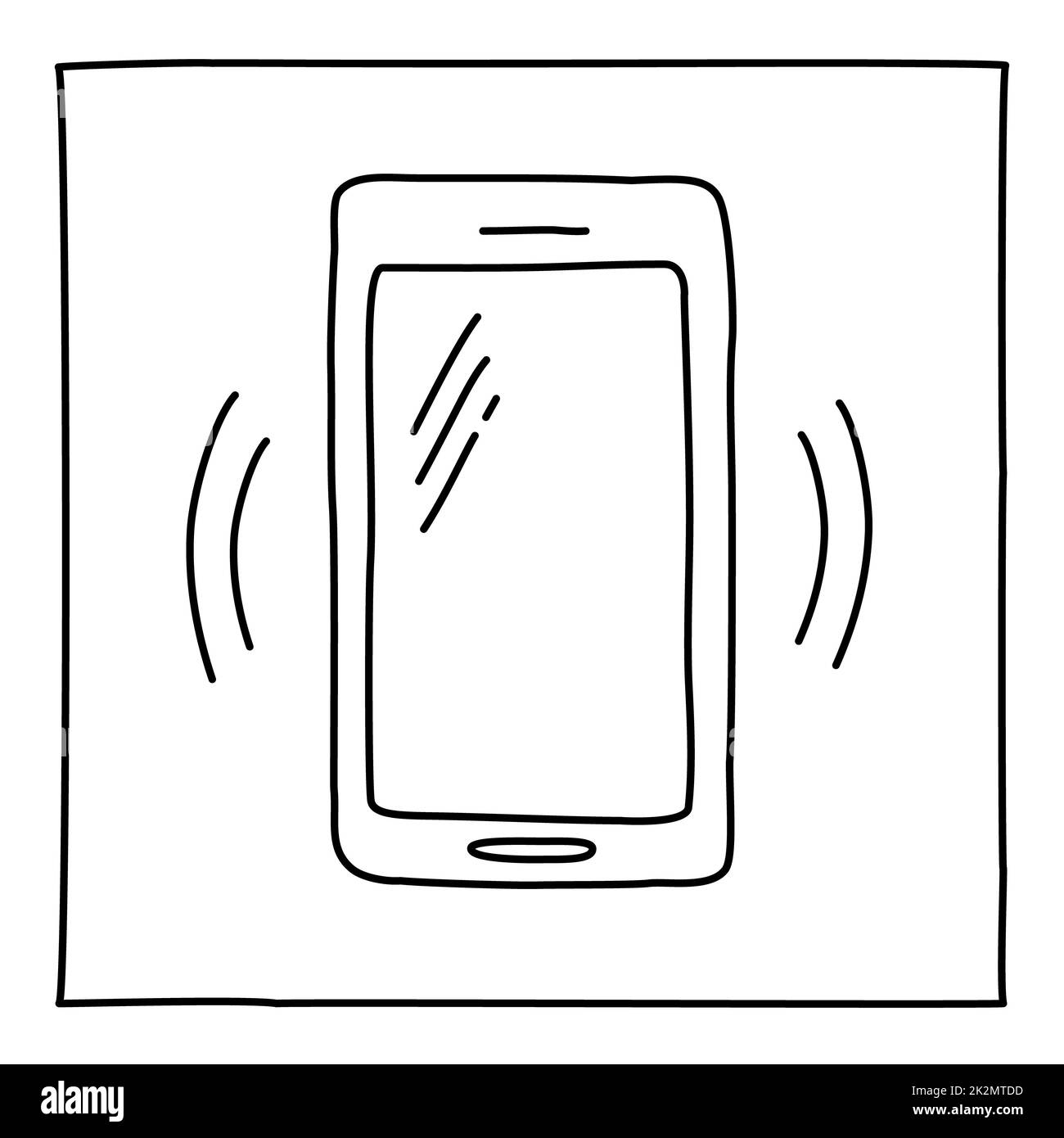 Doodle ringing mobile phone icon hand drawn with thin line Stock Photo ...