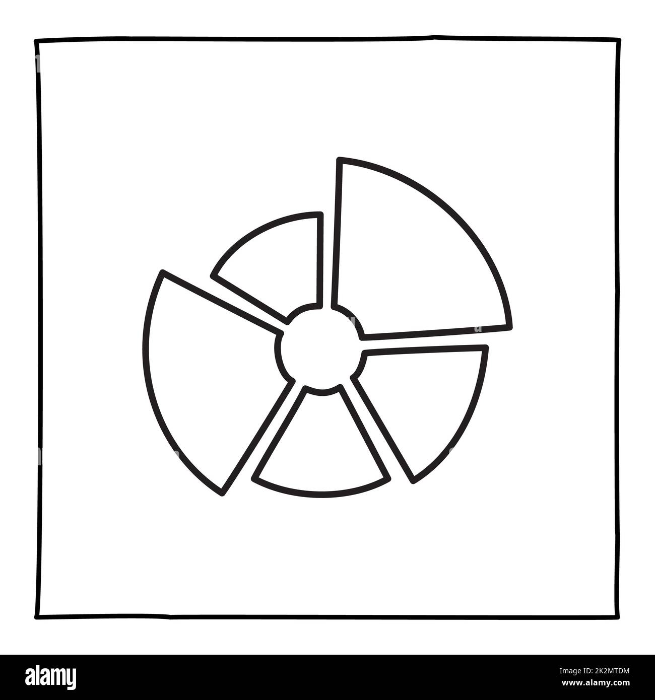 Doodle pie chart graph icon or logo, hand drawn with thin black line ...