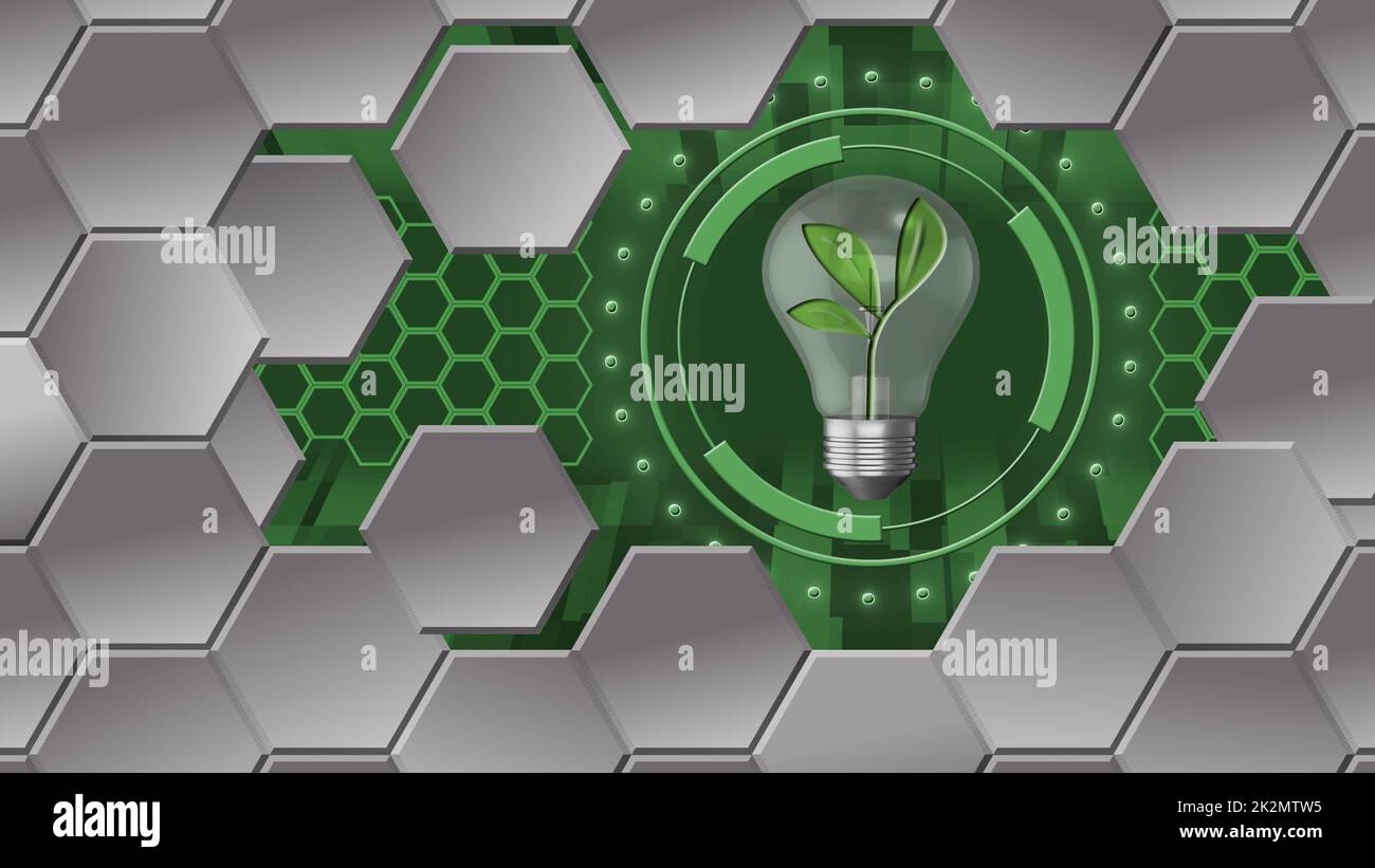 Abstract technology background behind a cutout of a mosaic of hexagons Stock Photo - Alamy