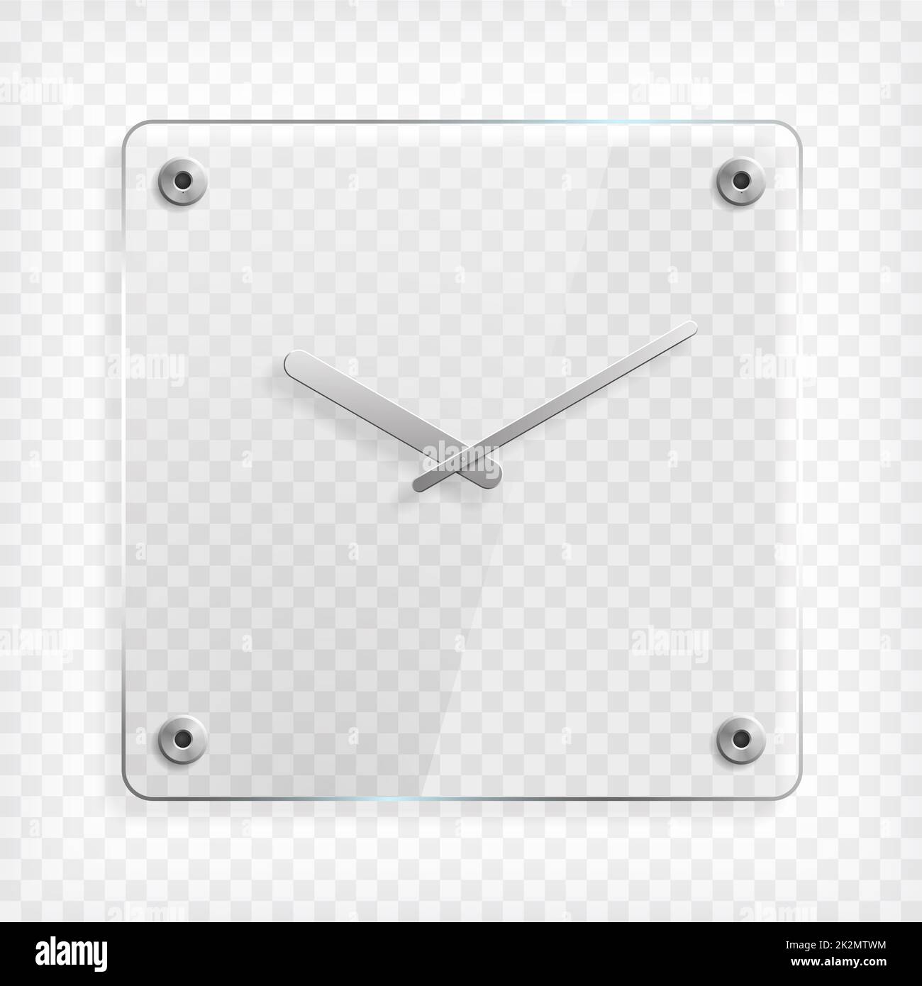 Transparent round glass wall clock with reflection and shadow Stock ...