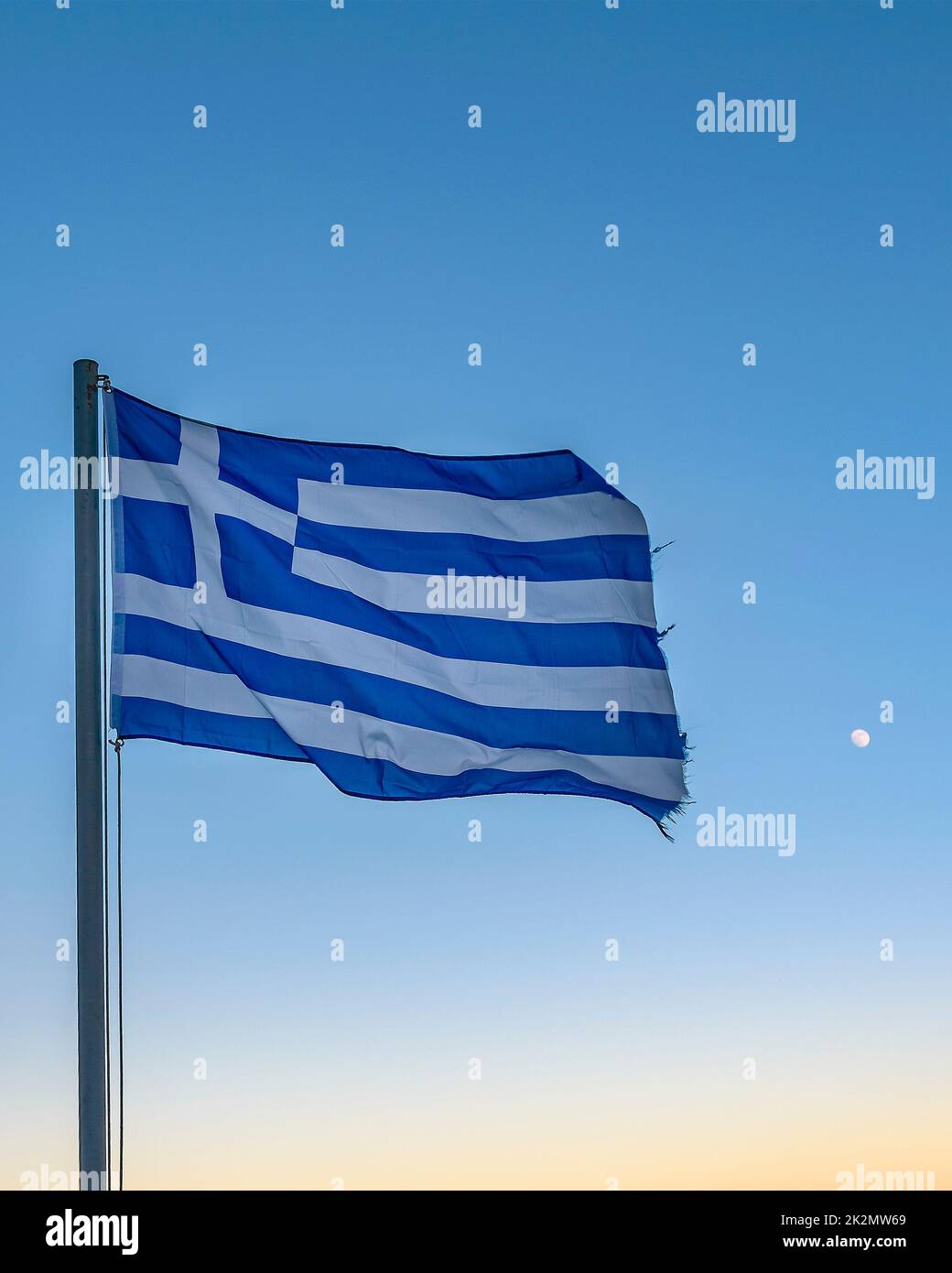 Greece Flag Over Sky Background Stock Photo - Alamy