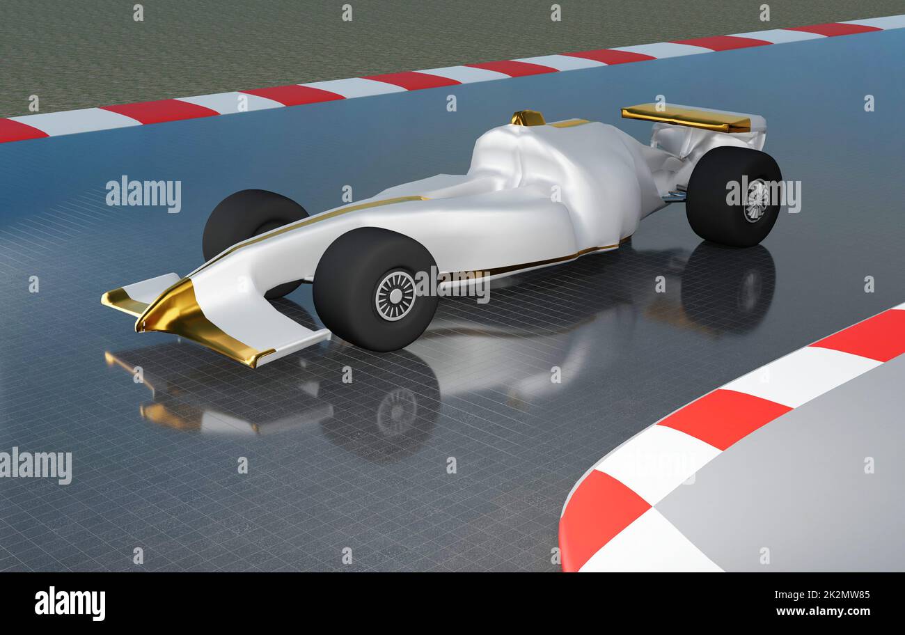 White and gold racing car Stock Photo - Alamy