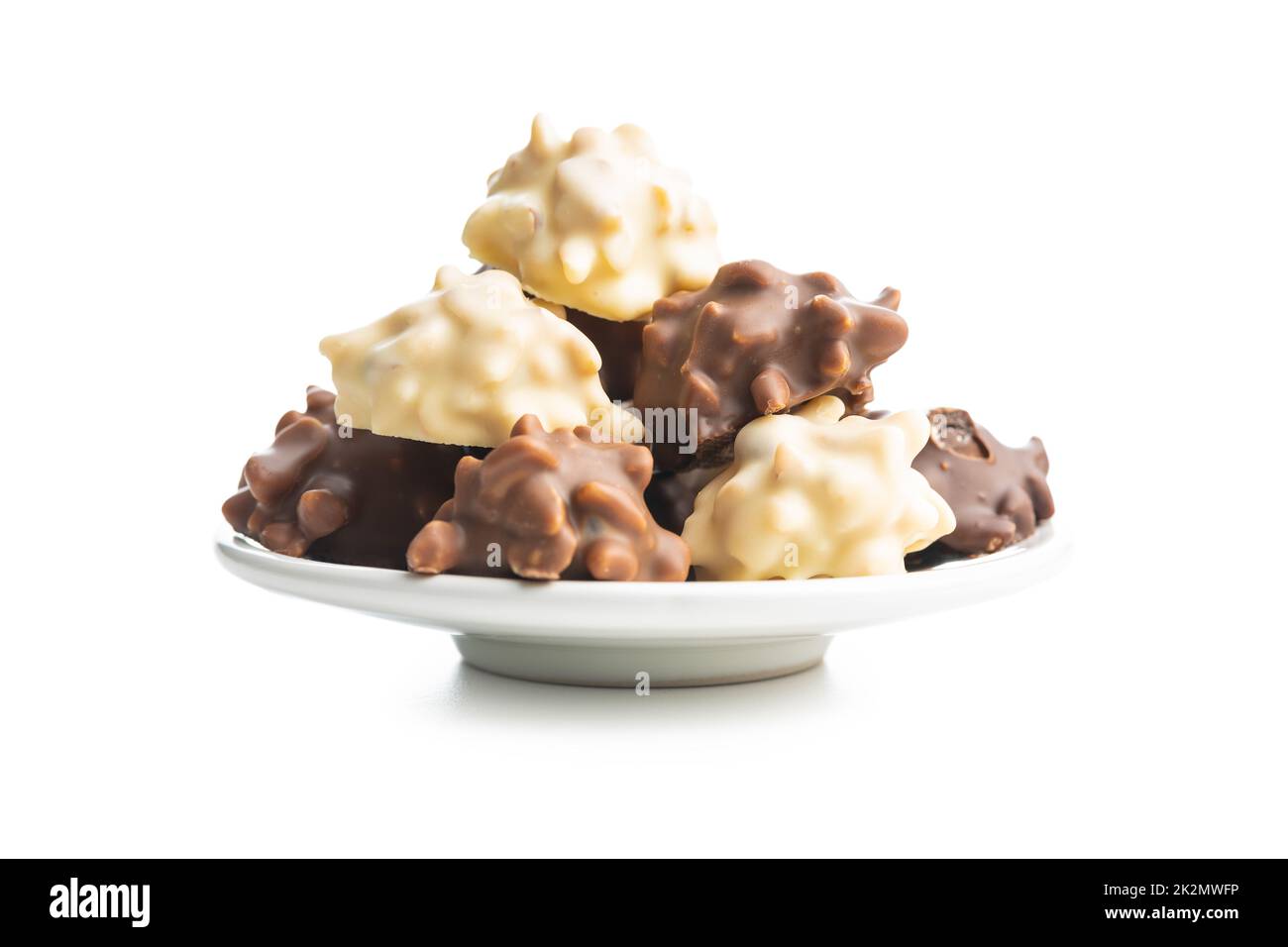 Chocolate truffles. Sweer pralines isolated on white background Stock ...