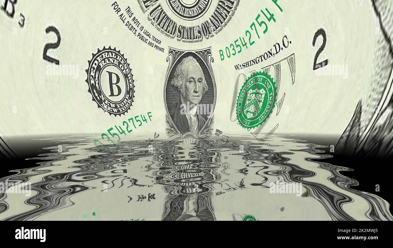 US dollar falling into water 3d illustration Stock Photo - Alamy