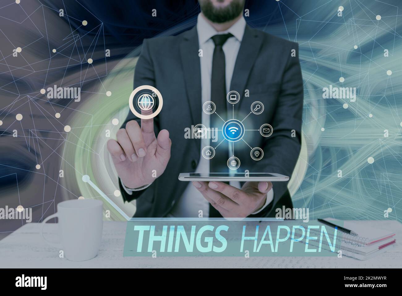 Text sign showing Things Happen. Conceptual photo Result of situation ...