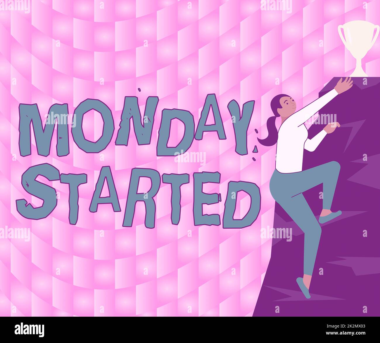 Text sign showing Monday Started. Business showcase getting ready for ...