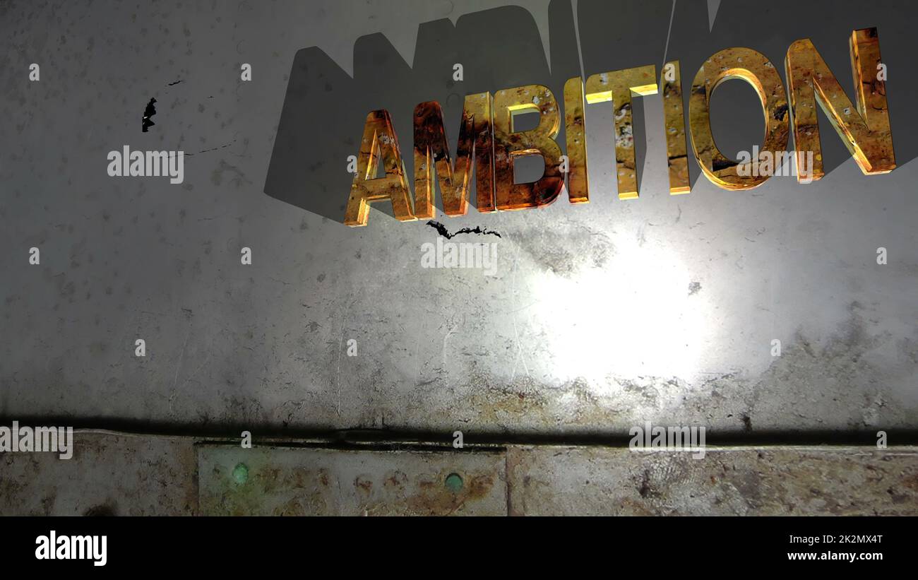 Grunge ambition text on the wall 3d illustration Stock Photo - Alamy