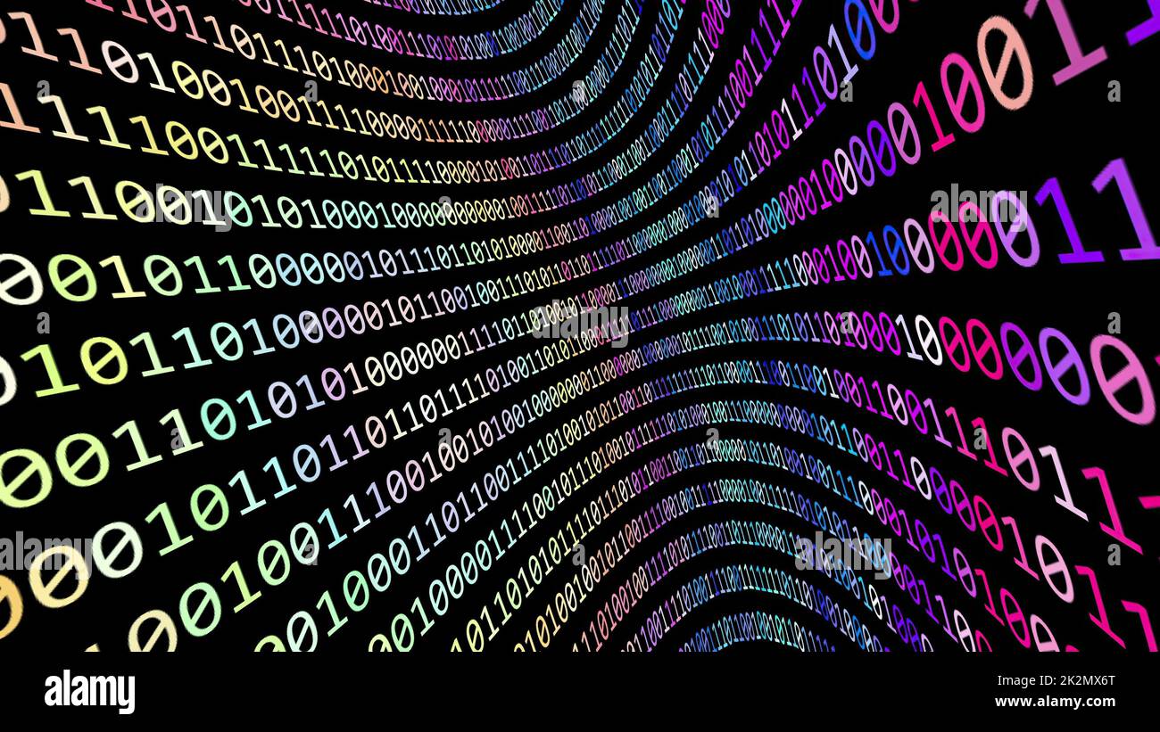 Wall of colorful binary data Stock Photo - Alamy