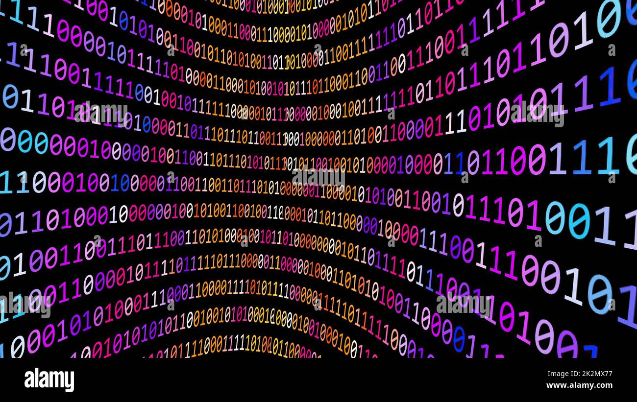 Wall of colorful binary data Stock Photo - Alamy