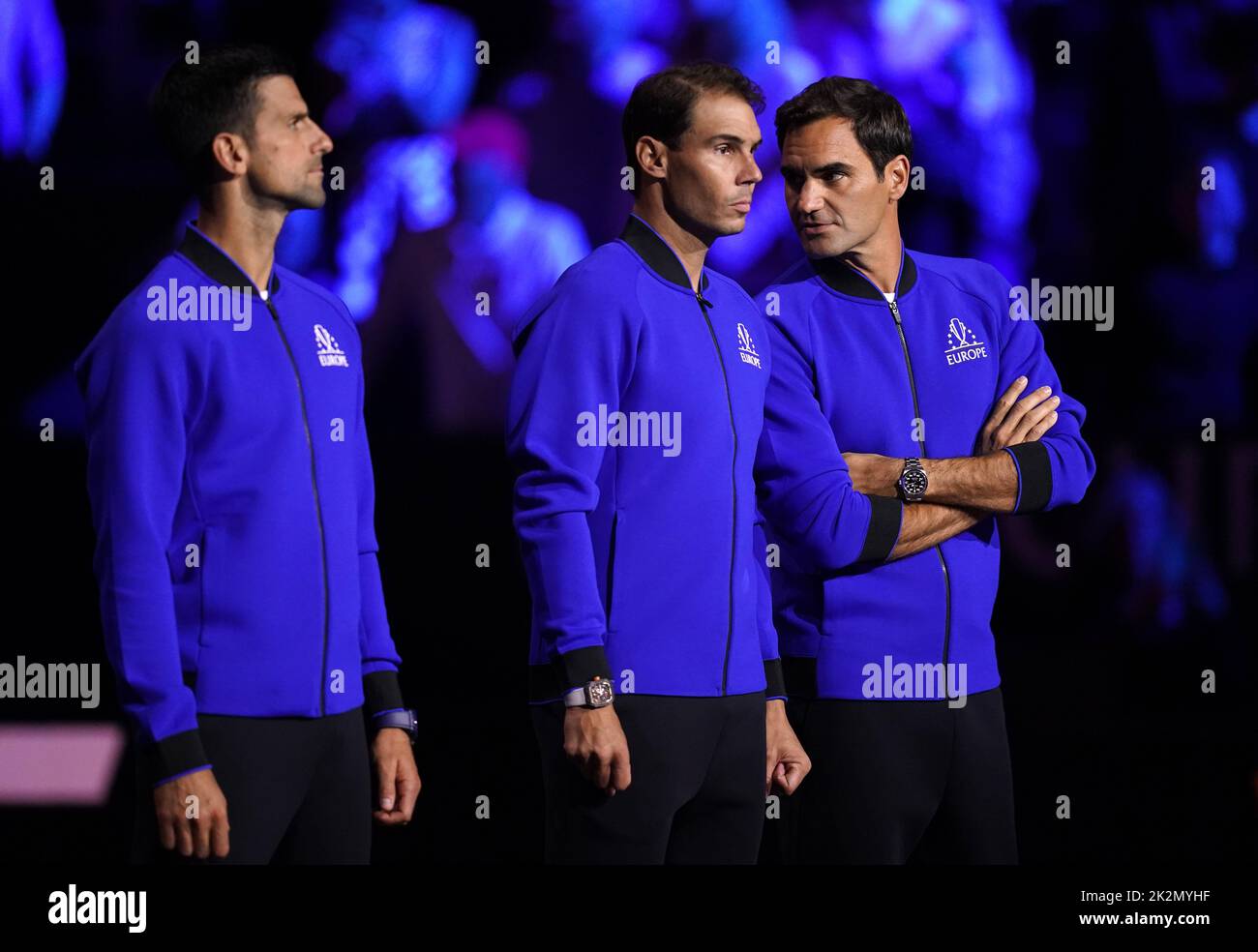 Team Europe's Novak Djokovic, Rafael Nadal and Roger Federer ahead of day one of the Laver Cup ...