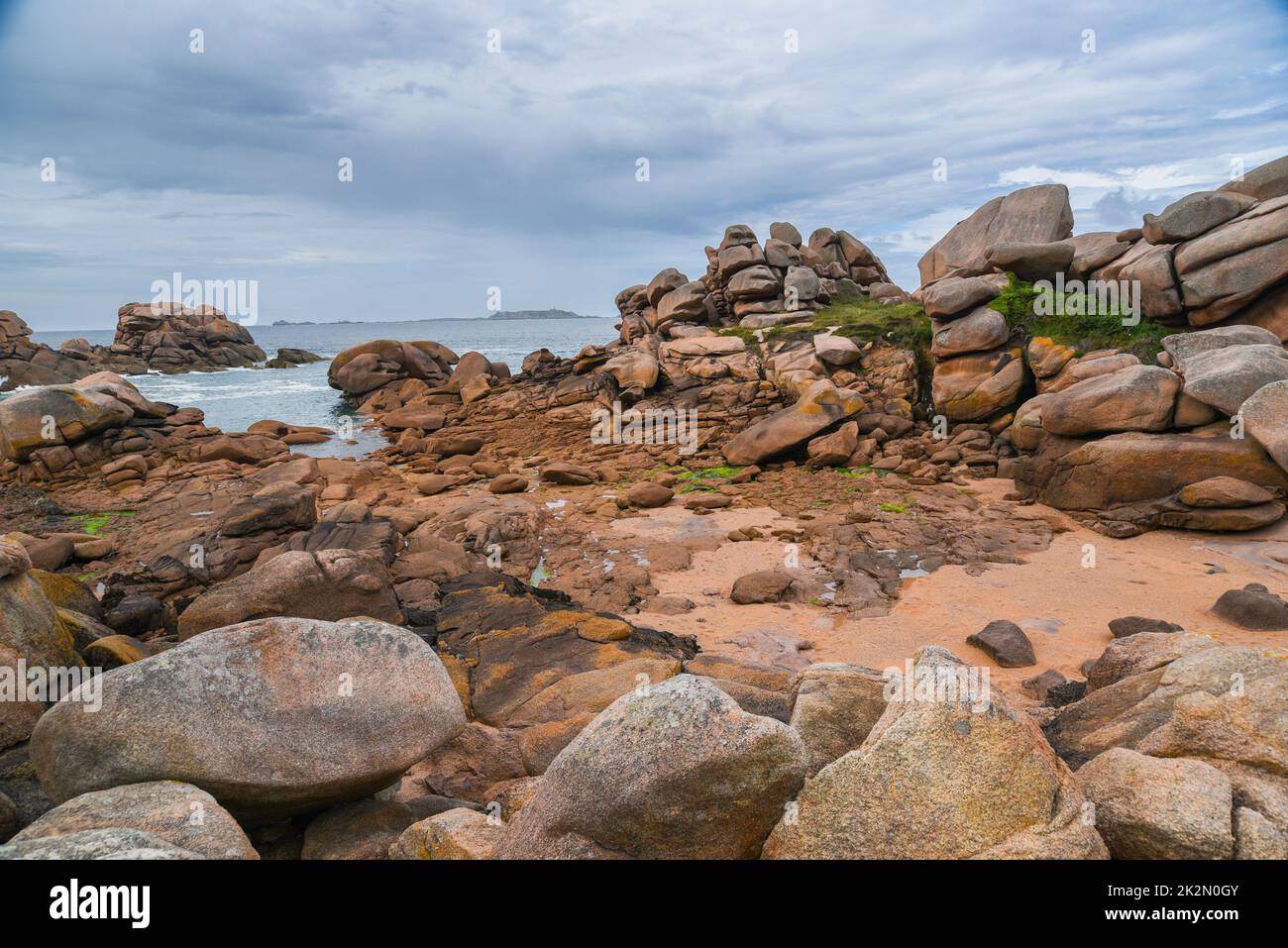 Pink granite coast landscape in Bretagny France Stock Photo - Alamy