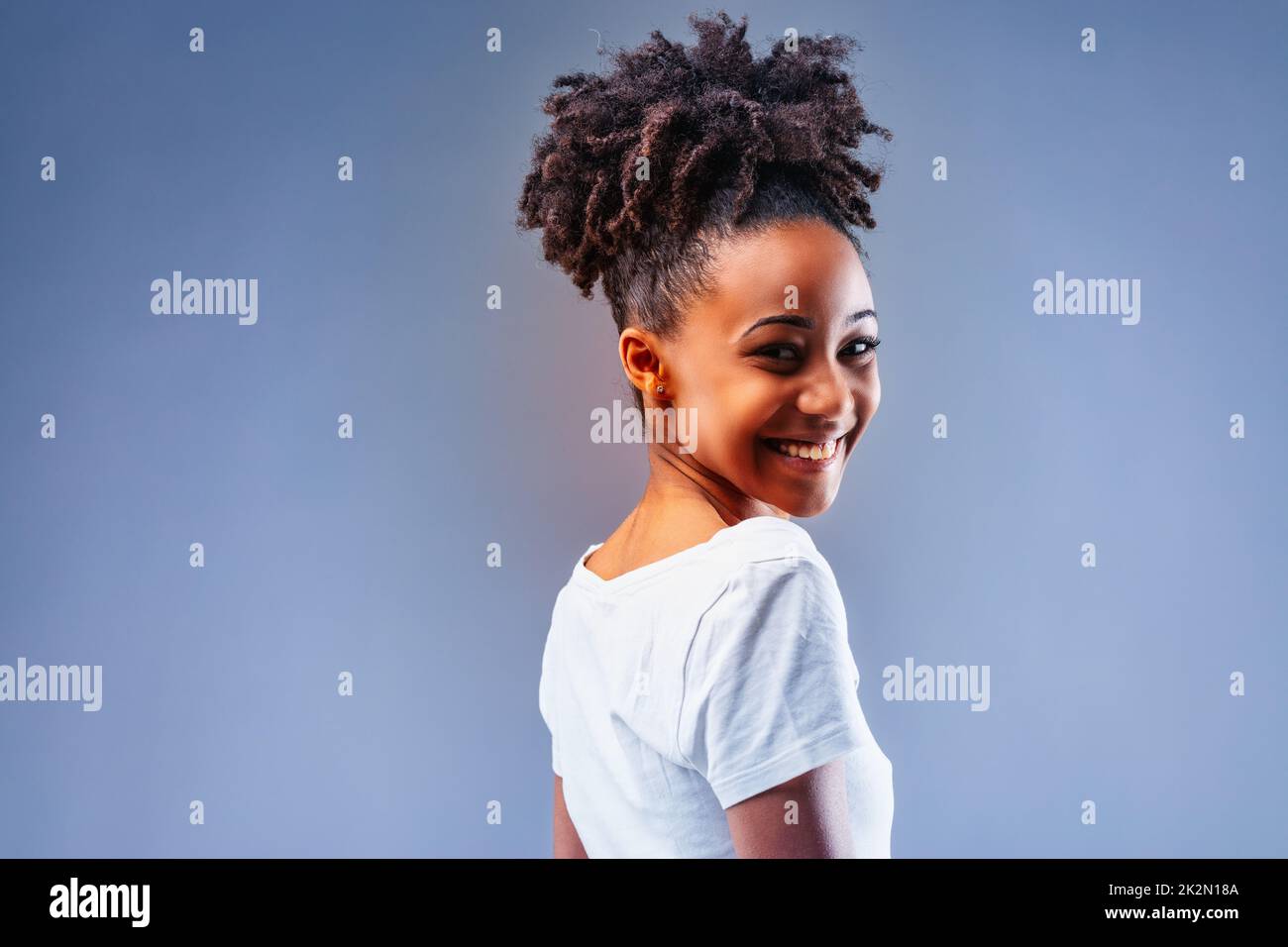 Portrait studio grin woman hi-res stock photography and images - Alamy