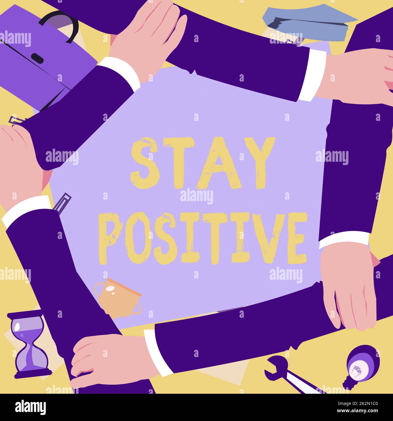 Text showing inspiration Stay Positive. Concept meaning Engage in ...