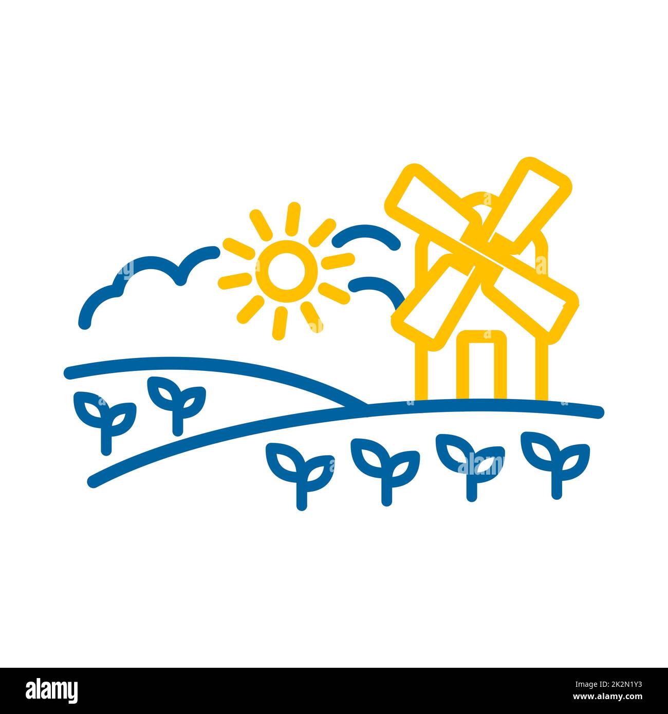 Rural landscape with windmill icon Stock Photo - Alamy