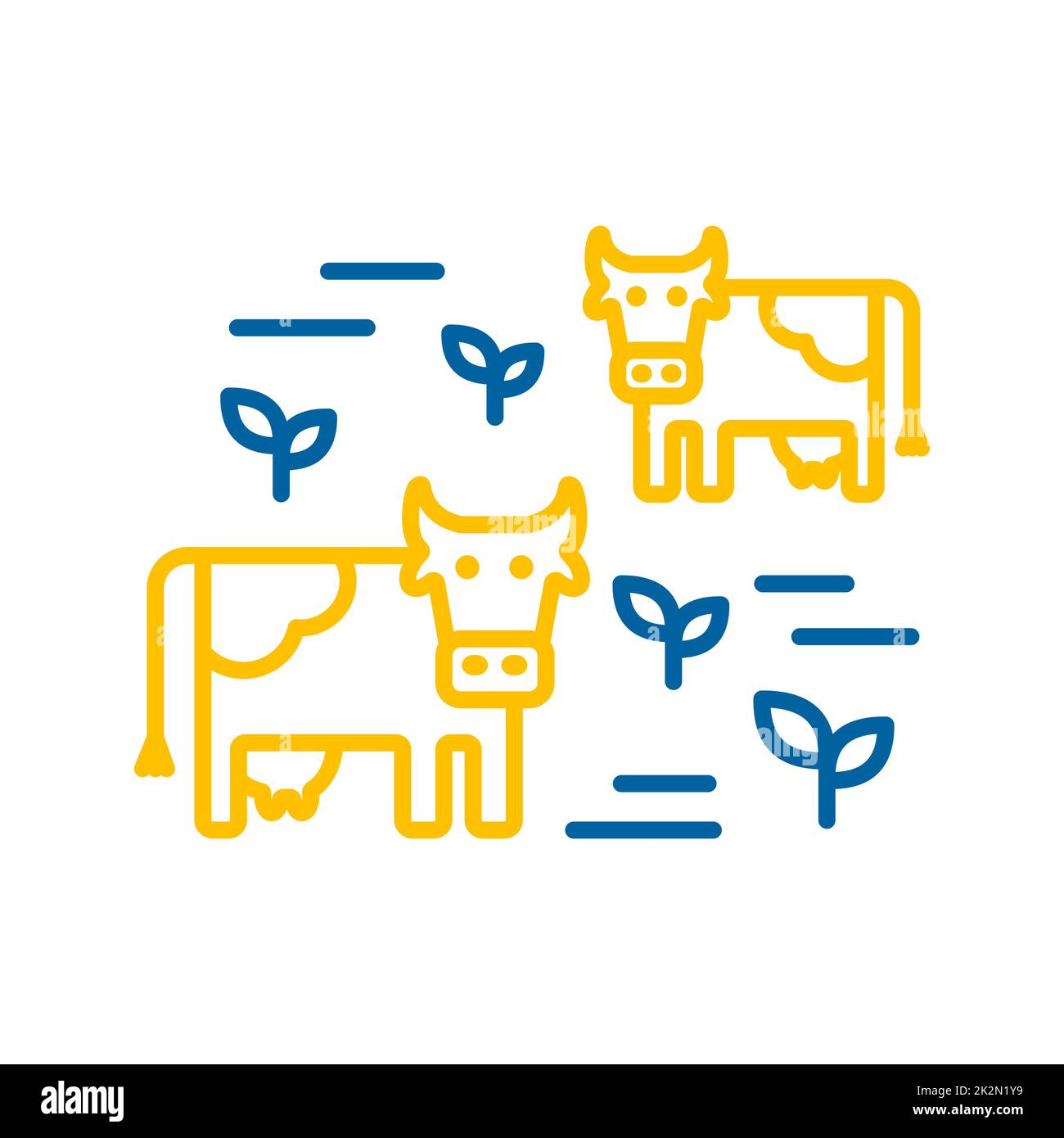 Cow on a pasture vector icon Stock Photo - Alamy