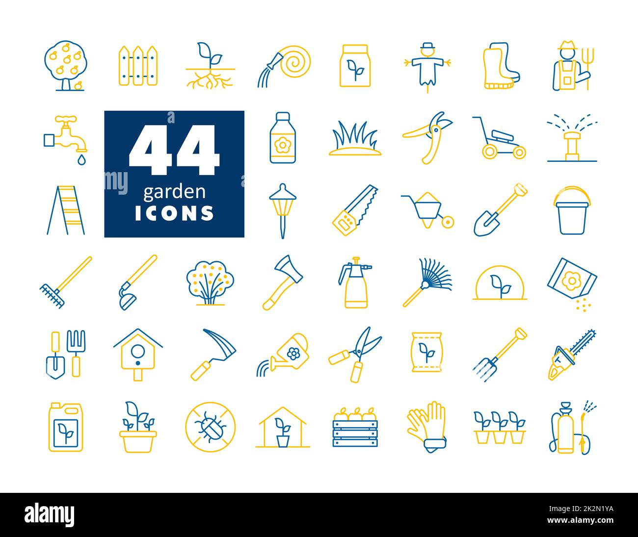 Gardening and Planting vector icons set Stock Photo - Alamy