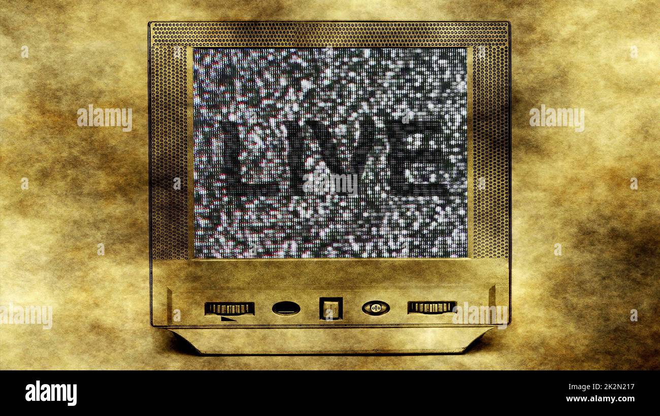 Watching live on vintage tv set Stock Photo - Alamy