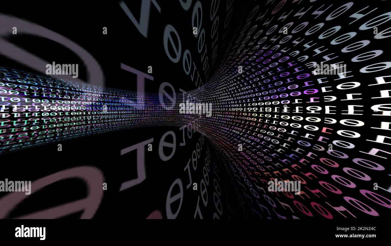 Driving Through Binary Data Tunnel 3d illustration Stock Photo - Alamy