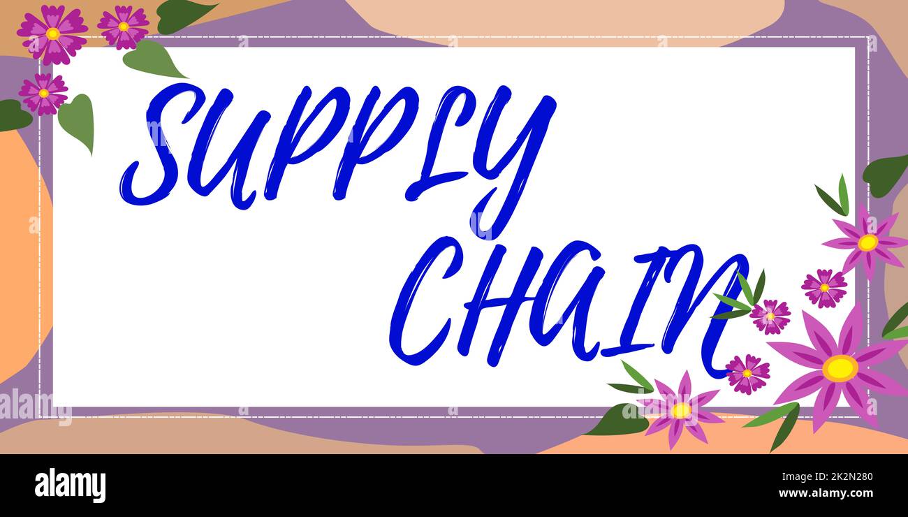 Text caption presenting Supply Chain. Business idea System of ...