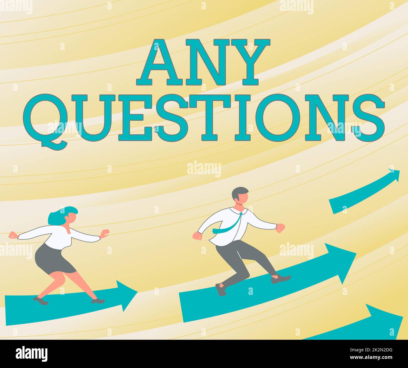 Text caption presenting Any Questions. Business overview Clueless Blank ...