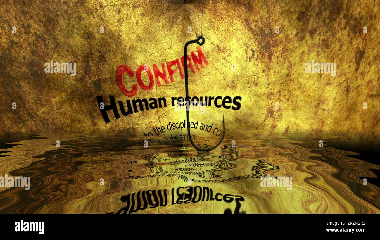 Fish hook against human resources bait concept Stock Photo - Alamy