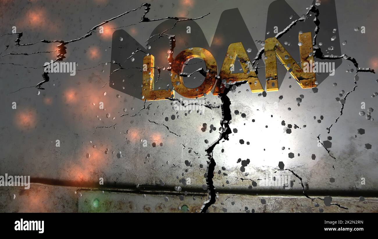 Grunge loan text on the wall 3d illustration Stock Photo - Alamy