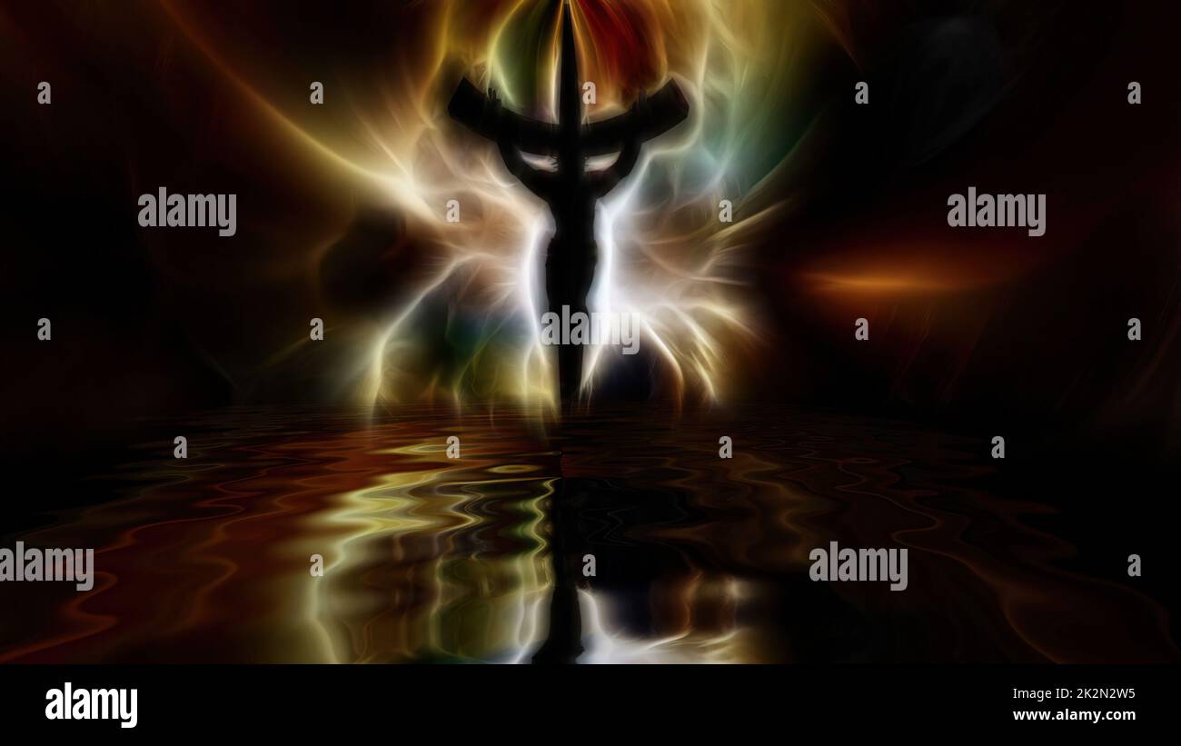 Cross of Jesus reflecting in water Stock Photo - Alamy