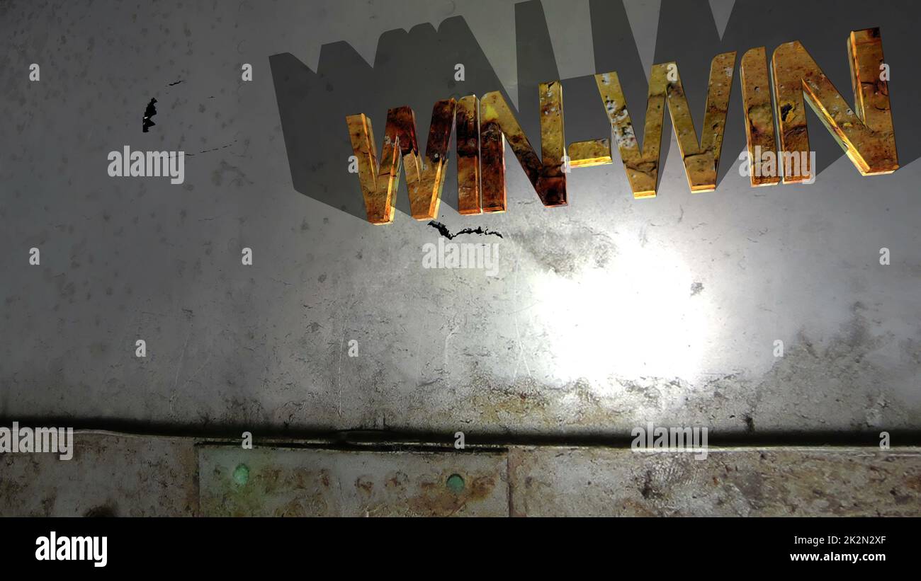 Grunge win text on the wall Stock Photo - Alamy