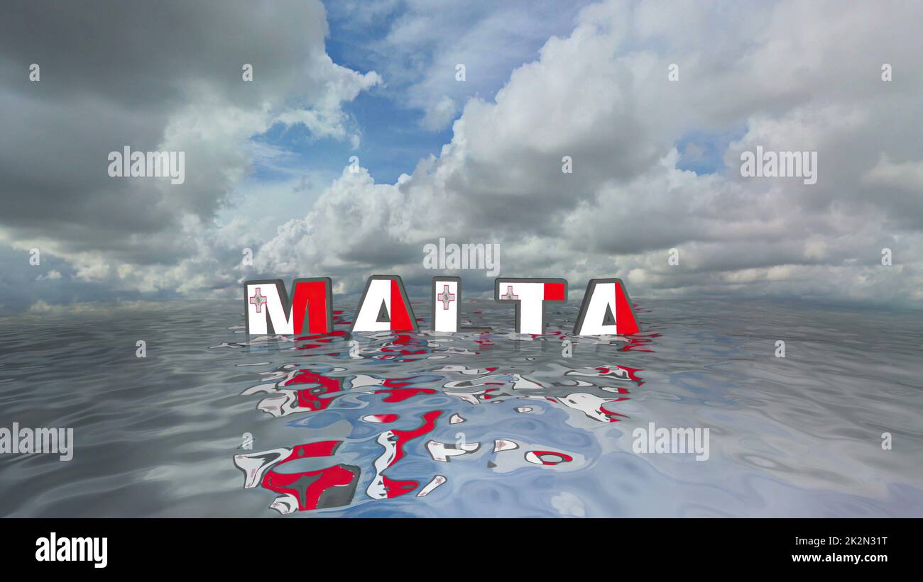 Malta 3d illustration floating on water vacation concept Stock Photo ...