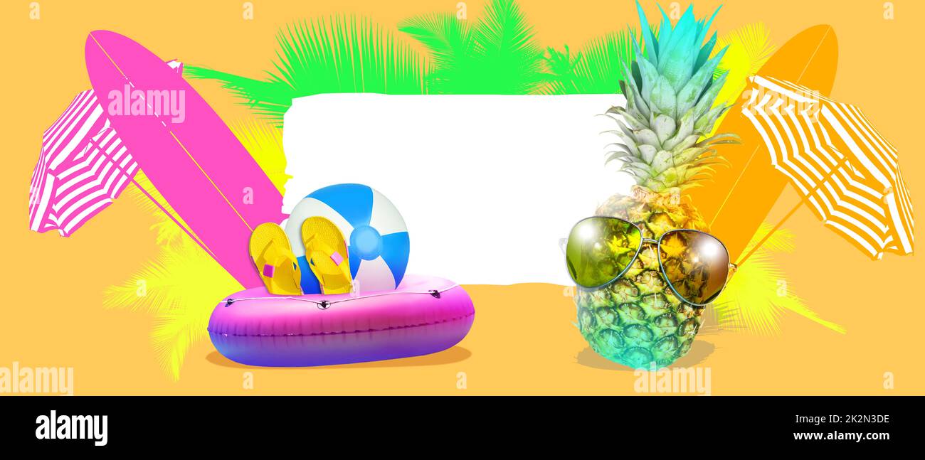 Creative pineapple with sunglasses on summer background Stock Photo - Alamy