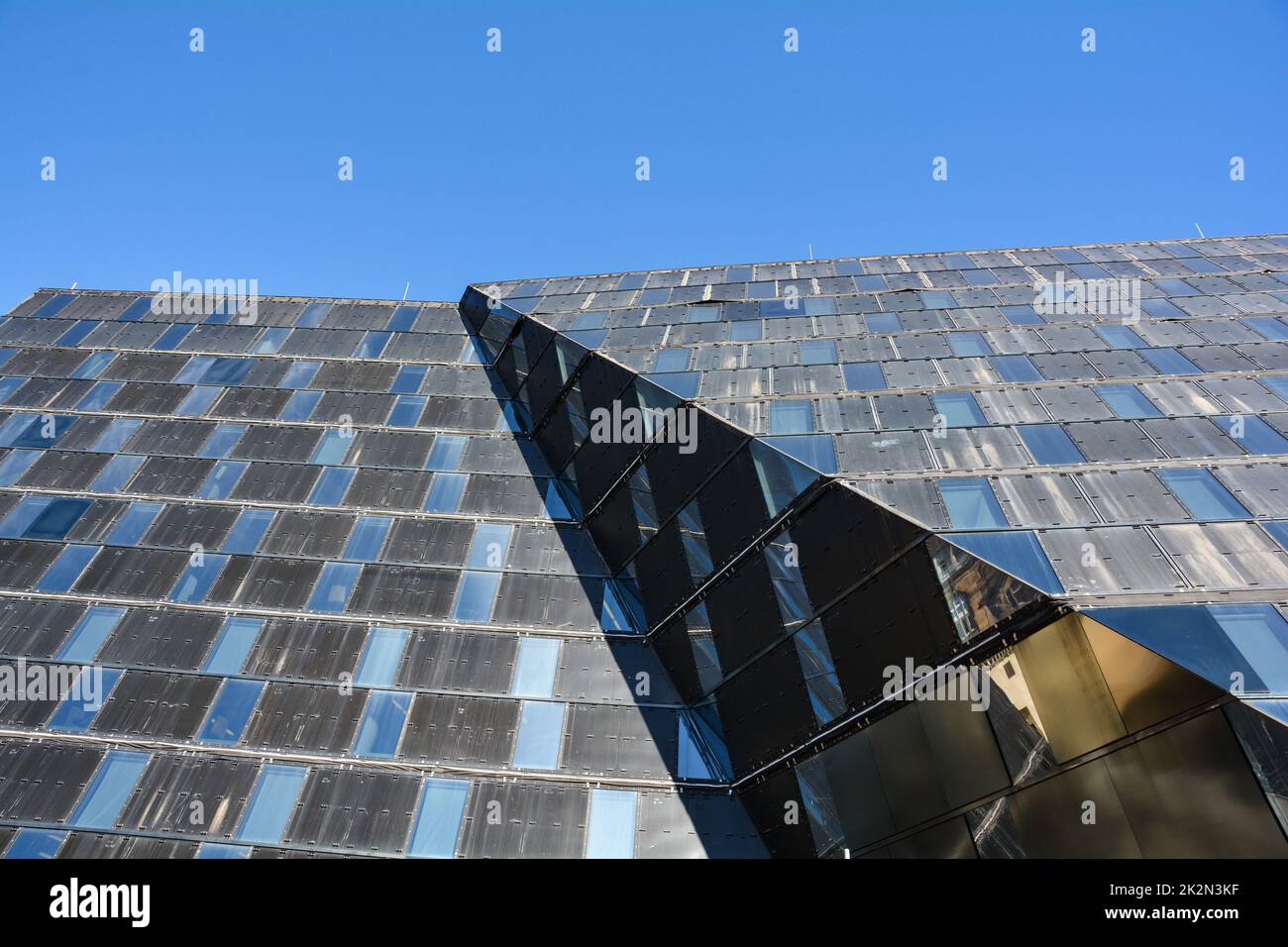 Modern glass facade of the University Library in Freiburg Stock Photo ...