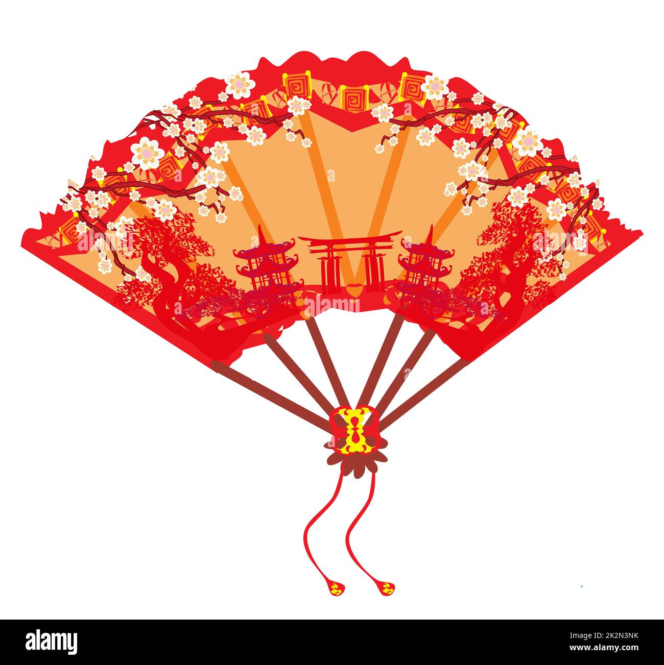 Chinese landscape - fan Stock Photo - Alamy