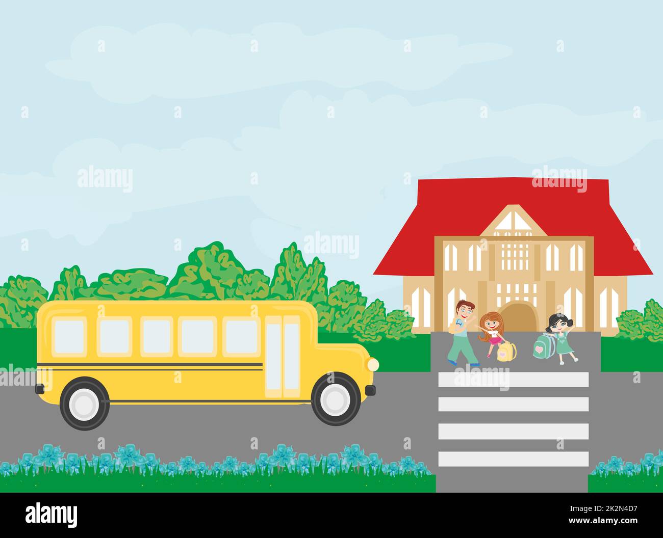 Happy kids go to school Stock Photo - Alamy