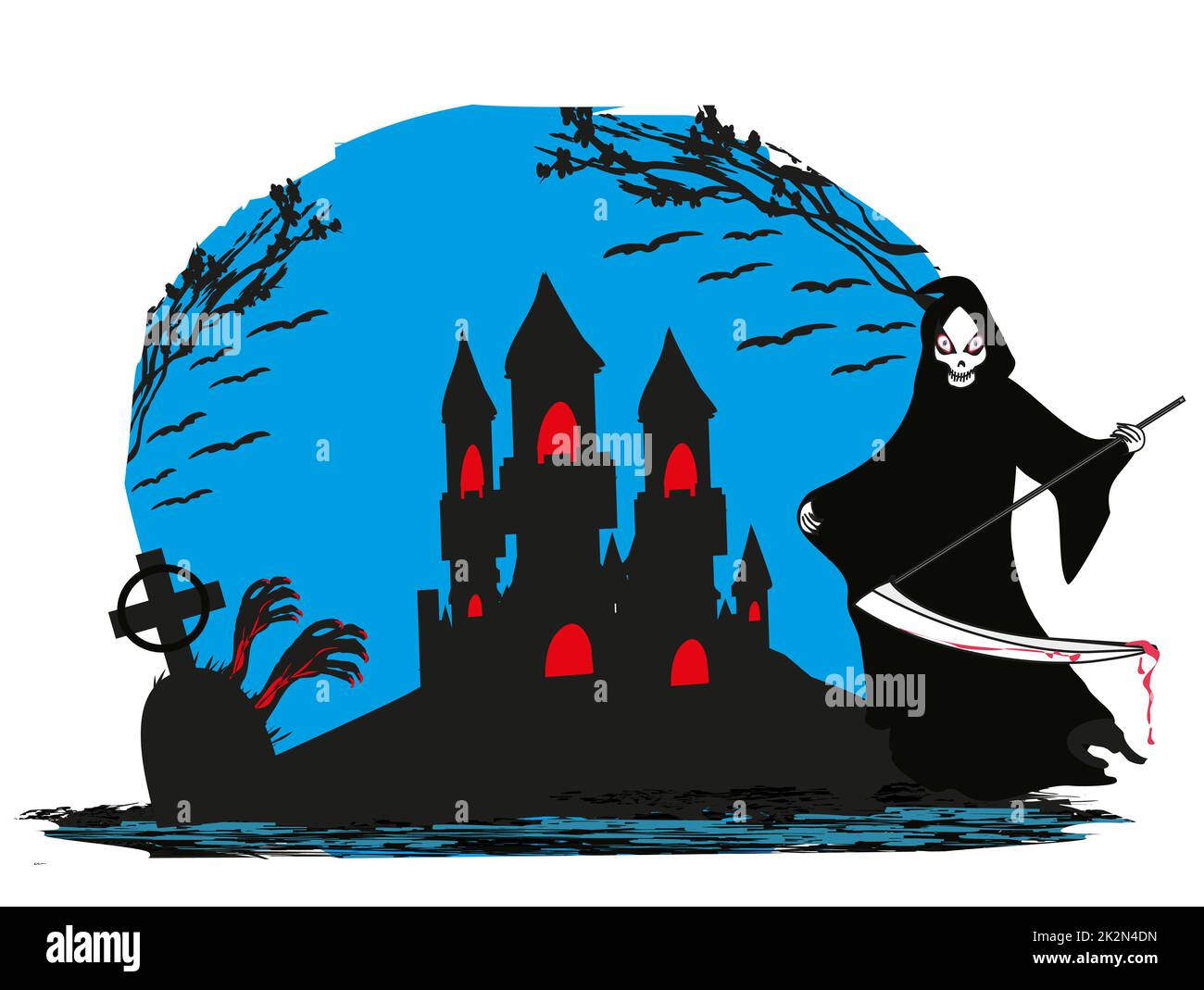 Grim reaper illustration card Stock Photo - Alamy