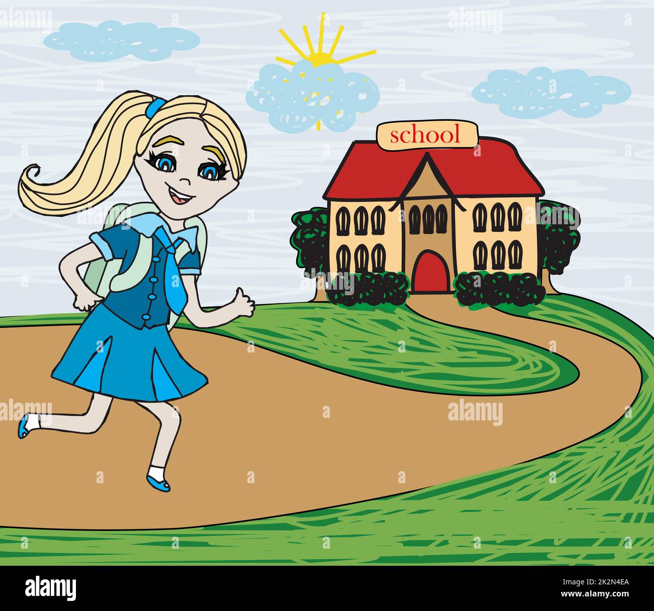 Girl going to school Stock Photo - Alamy