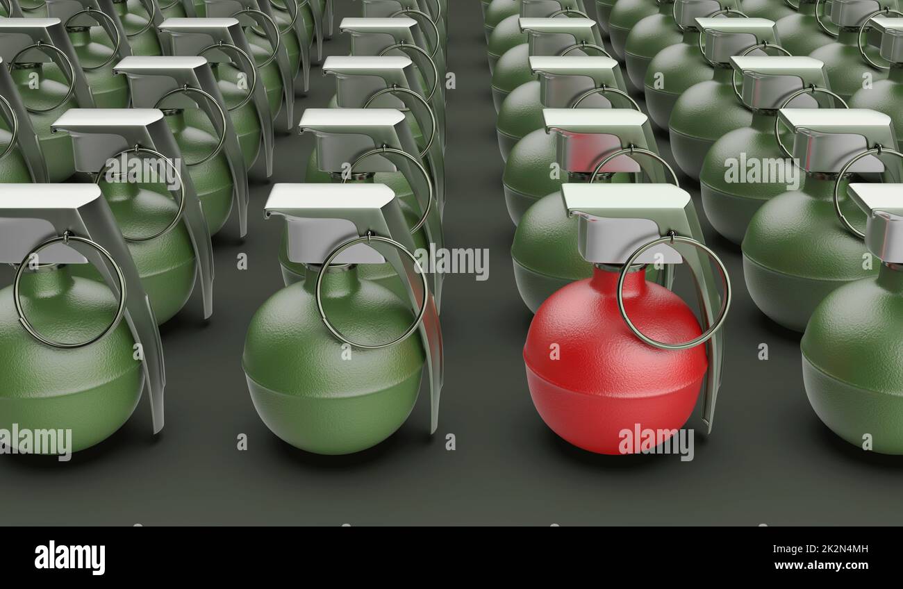Concept image with unique red grenade Stock Photo - Alamy