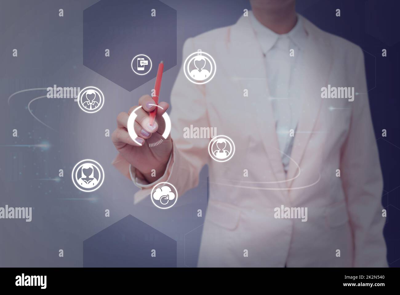 Lady in suit holding pen symbolizing successful teamwork accomplishing ...